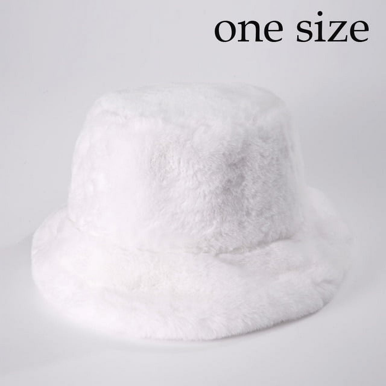 Cow Leopard Faux Fur Fluffy Bucket Hats Women Outdoor Warm Sun Hat Soft ...