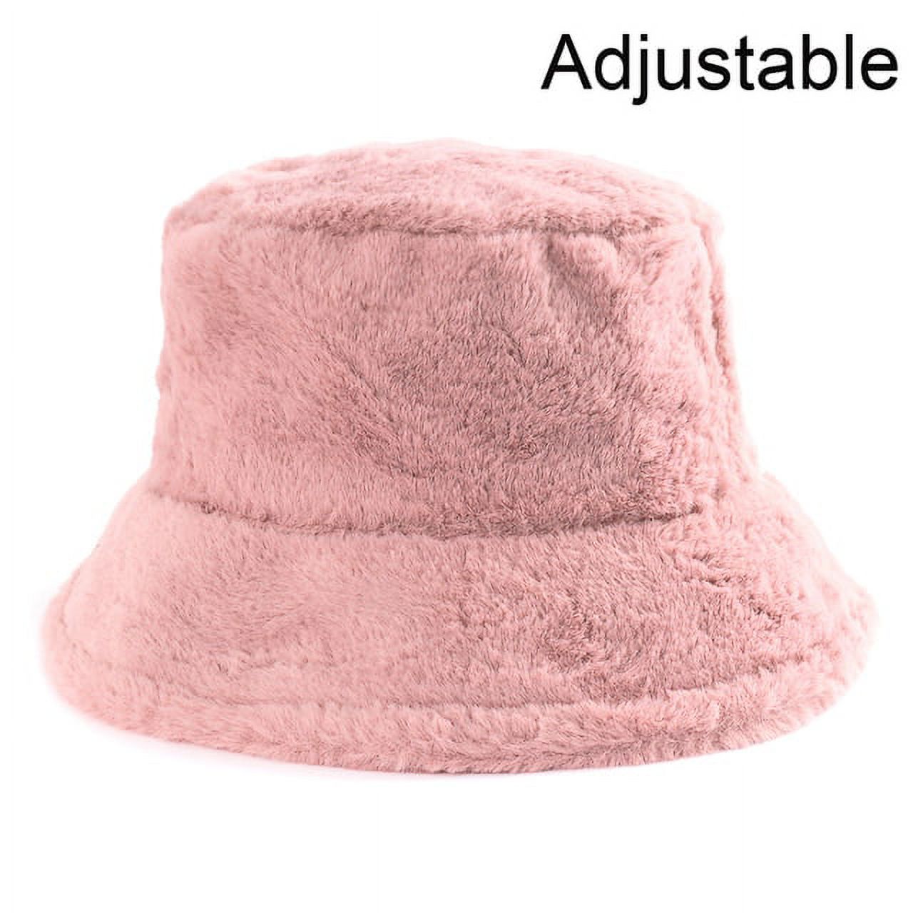 Cow Leopard Faux Fur Fluffy Bucket Hats Women Outdoor Warm Sun Hat Soft ...