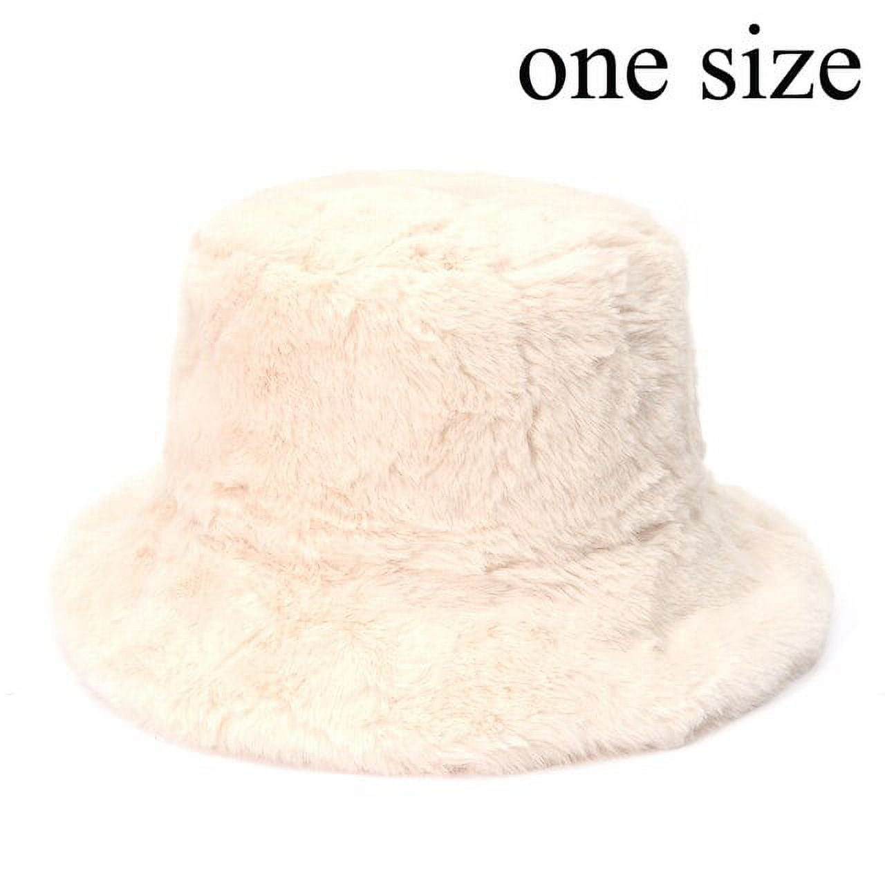 Cow Leopard Faux Fur Fluffy Bucket Hats Women Outdoor Warm Sun Hat Soft ...