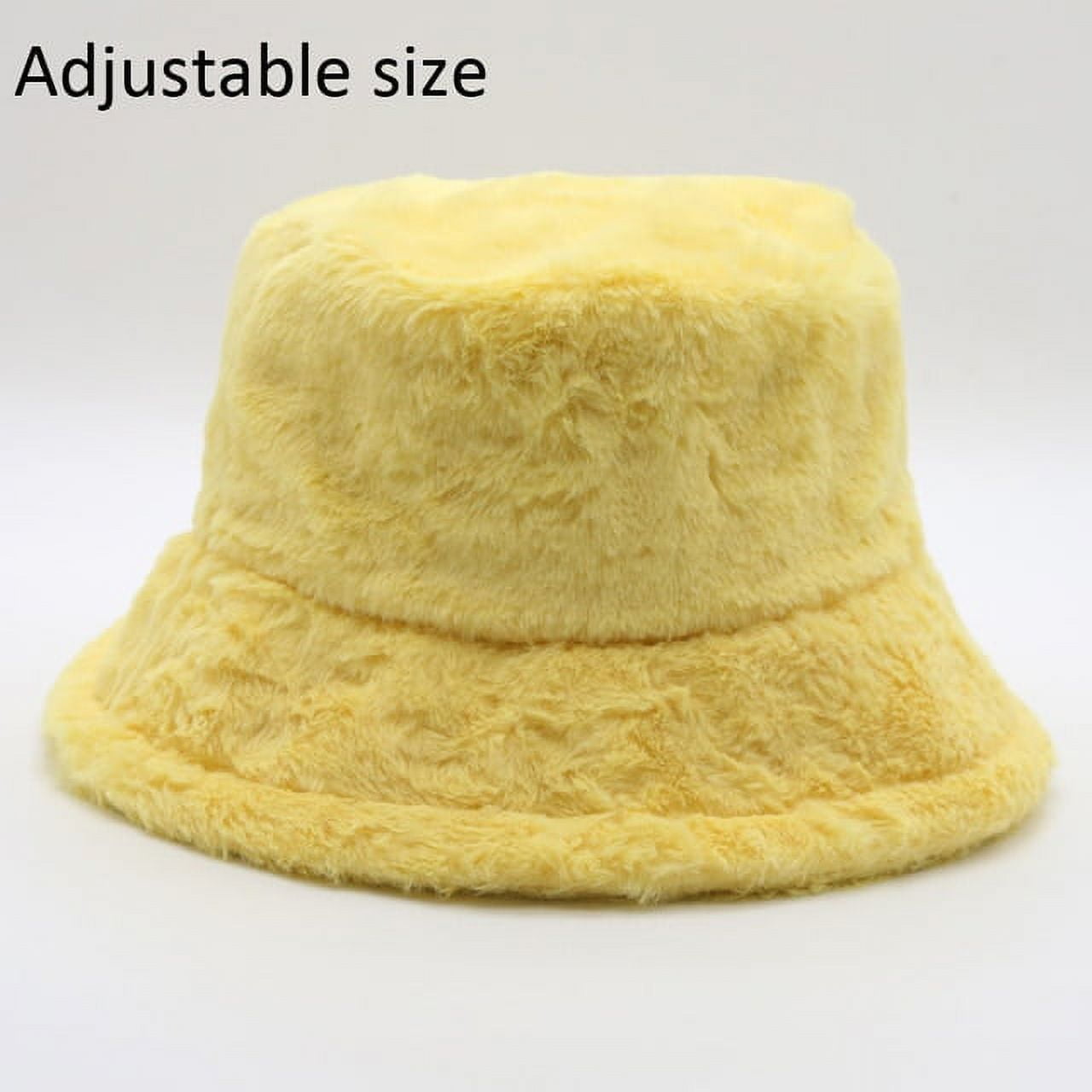 Cow Leopard Faux Fur Fluffy Bucket Hats Women Outdoor Warm Sun Hat Soft ...