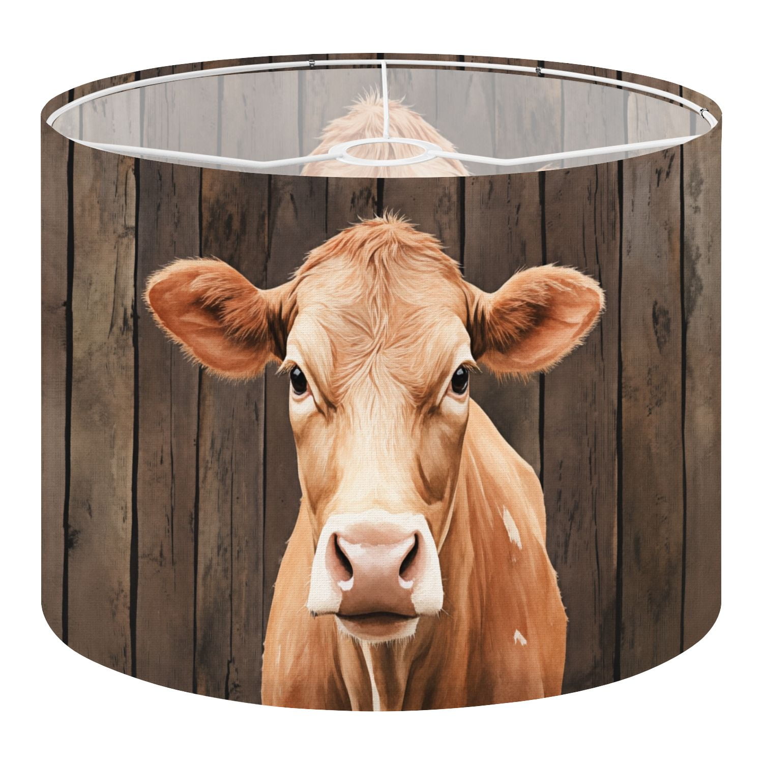 Cow Linen Drum Lampshades Curious Cow Portrait Soft Brown Fur Playful ...