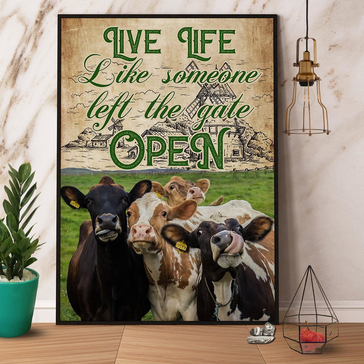 Cow Live Life Like Someone Farm Paper Poster No Frame Matte Wall Art ...