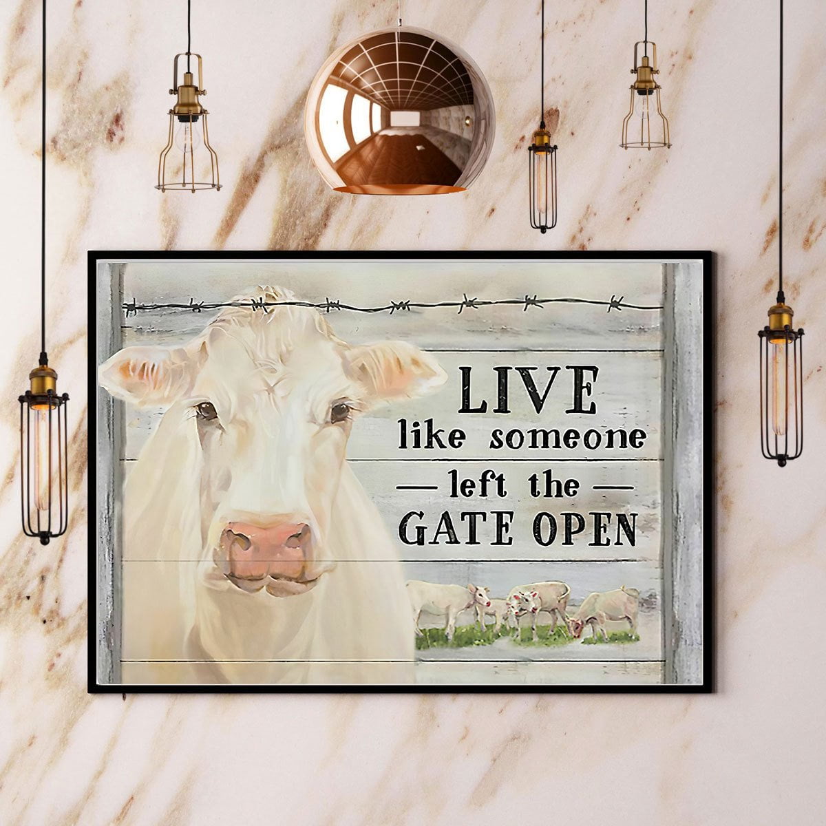Cow Live Like Someone Left Gate Open Paper Poster No Frame Matte Wall ...