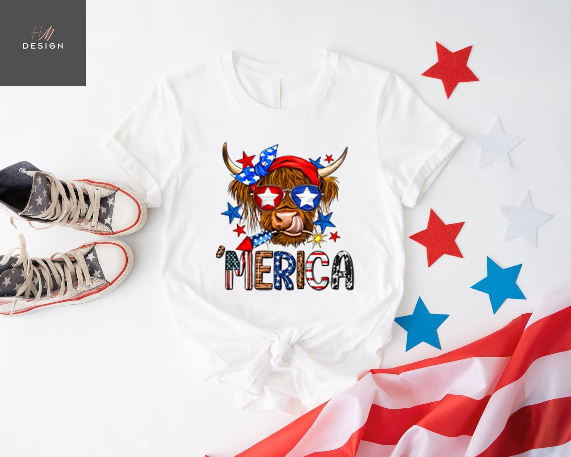 Cow Merica Shirt, America Cow Shirt, American Farm Shirt, American Flag ...