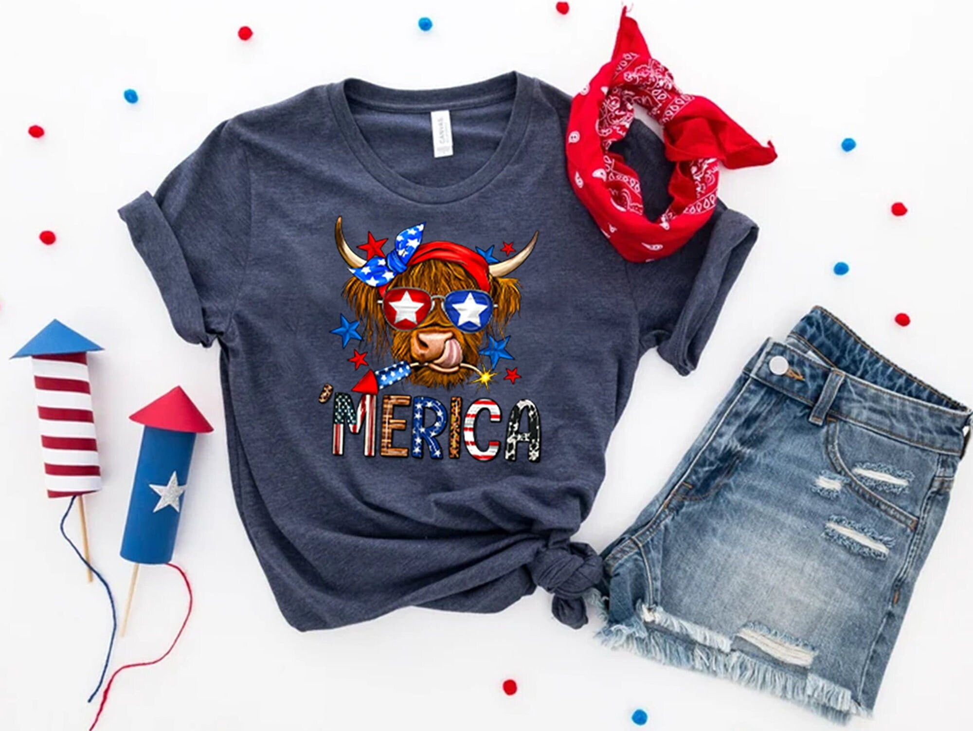 Cow Merica Shirt, America Cow Shirt, Farm Shirt, Flag Cow, 4th of July ...