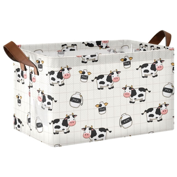 Cow Milk Bottle Mesh Pattern Collapsible Storage Bin Open Home Shelf ...