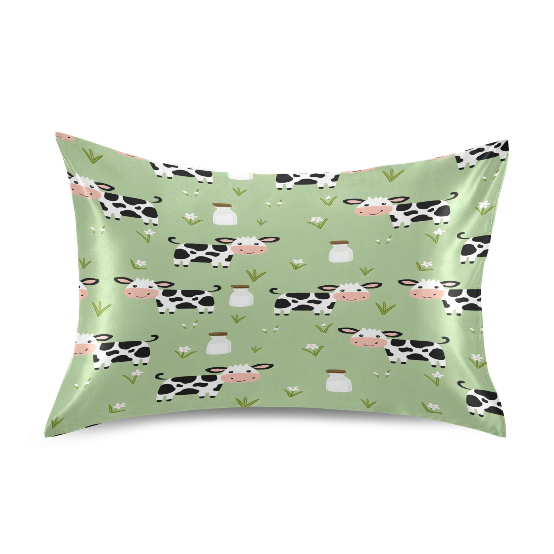 Cow Milk Pattern Standard Size Satin Pillowcase 20''x26'' Double-Sided ...