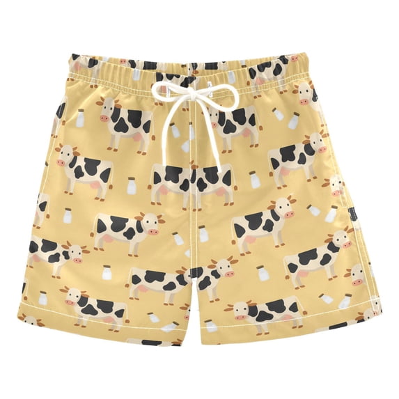 Cow Milk Pattern Swim Trunks Quick Dry Beach Pool Board Shorts ...