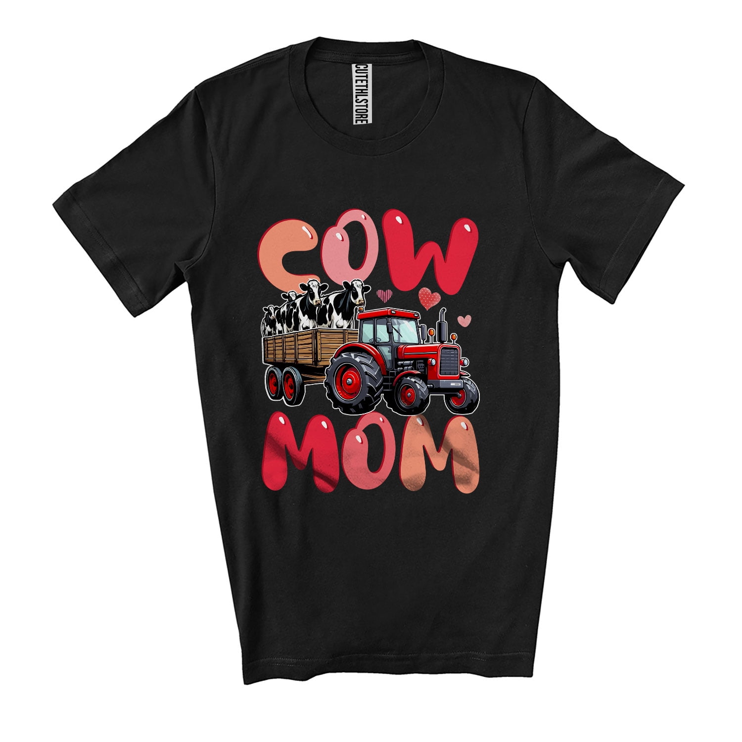 Cow Mom; Humorous Mother's Day Cow On Trailer Tractor; Farm Animal ...
