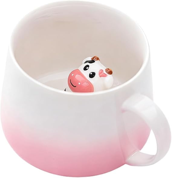 Cow Mug with Cow Inside Cute Coffee Mugs with Handle Tea Cups Ceramic ...