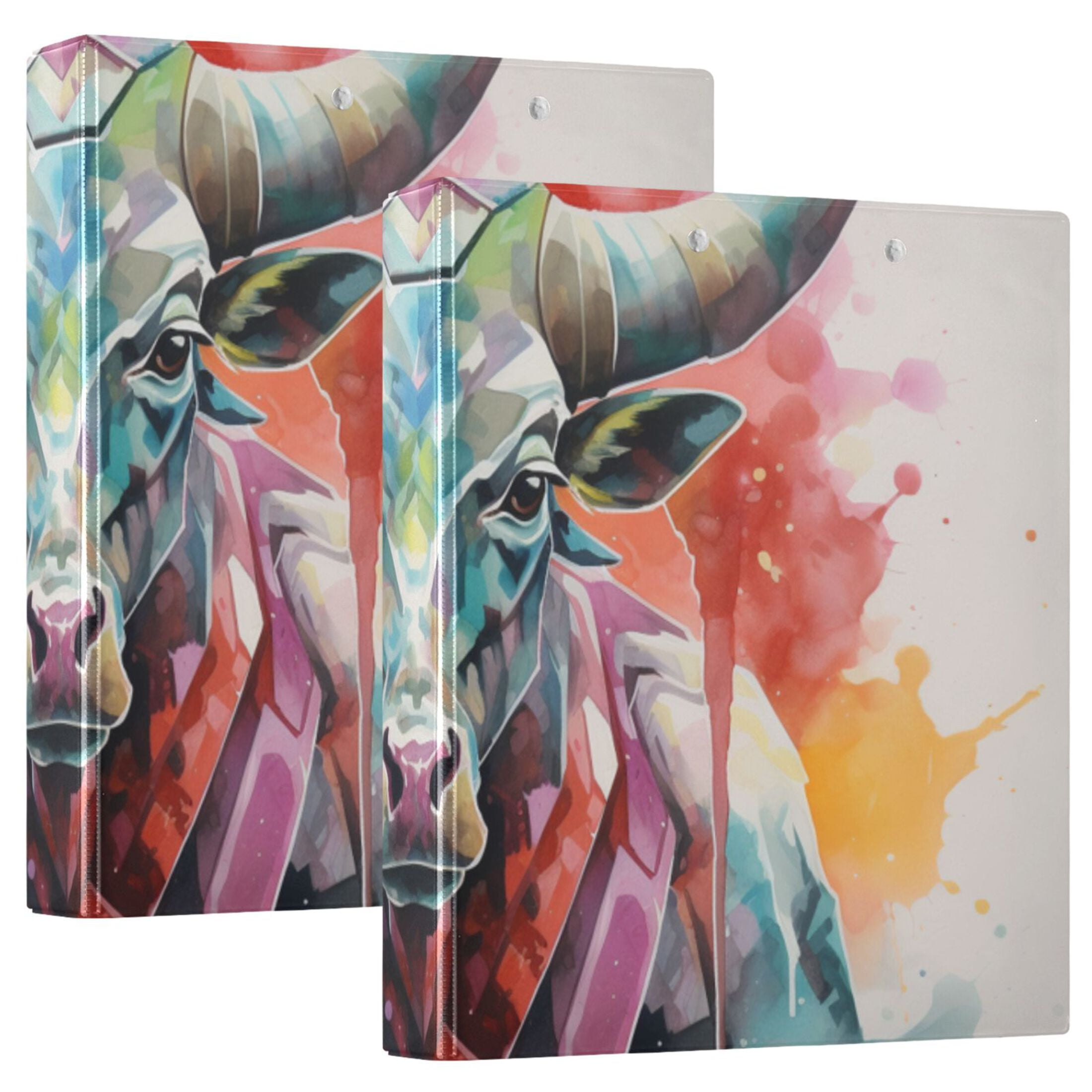 Cow Painting 3 Ring Binders 1.5 inch Hardcover File Folders with Interior Pockets A4 Size ...