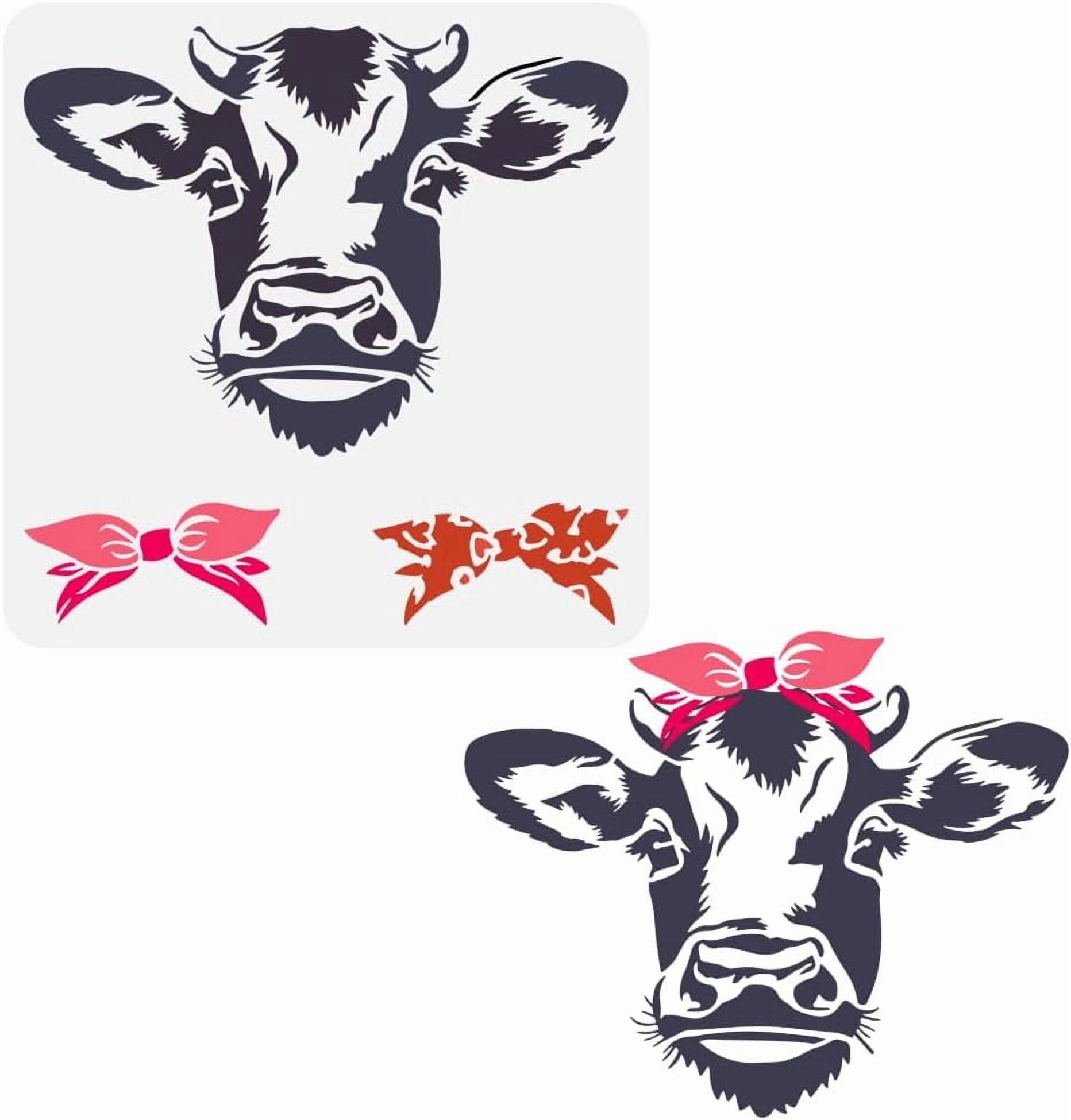 Cow Painting Stencil 11.8x11.8 inch Reusable Cow Head Pattern Drawing ...