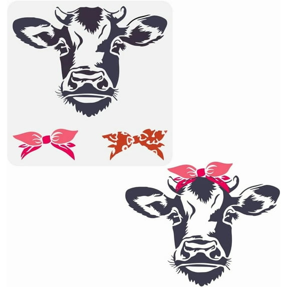 Cow Painting Stencil 11.8x11.8 inch Reusable Cow Head Pattern Drawing ...