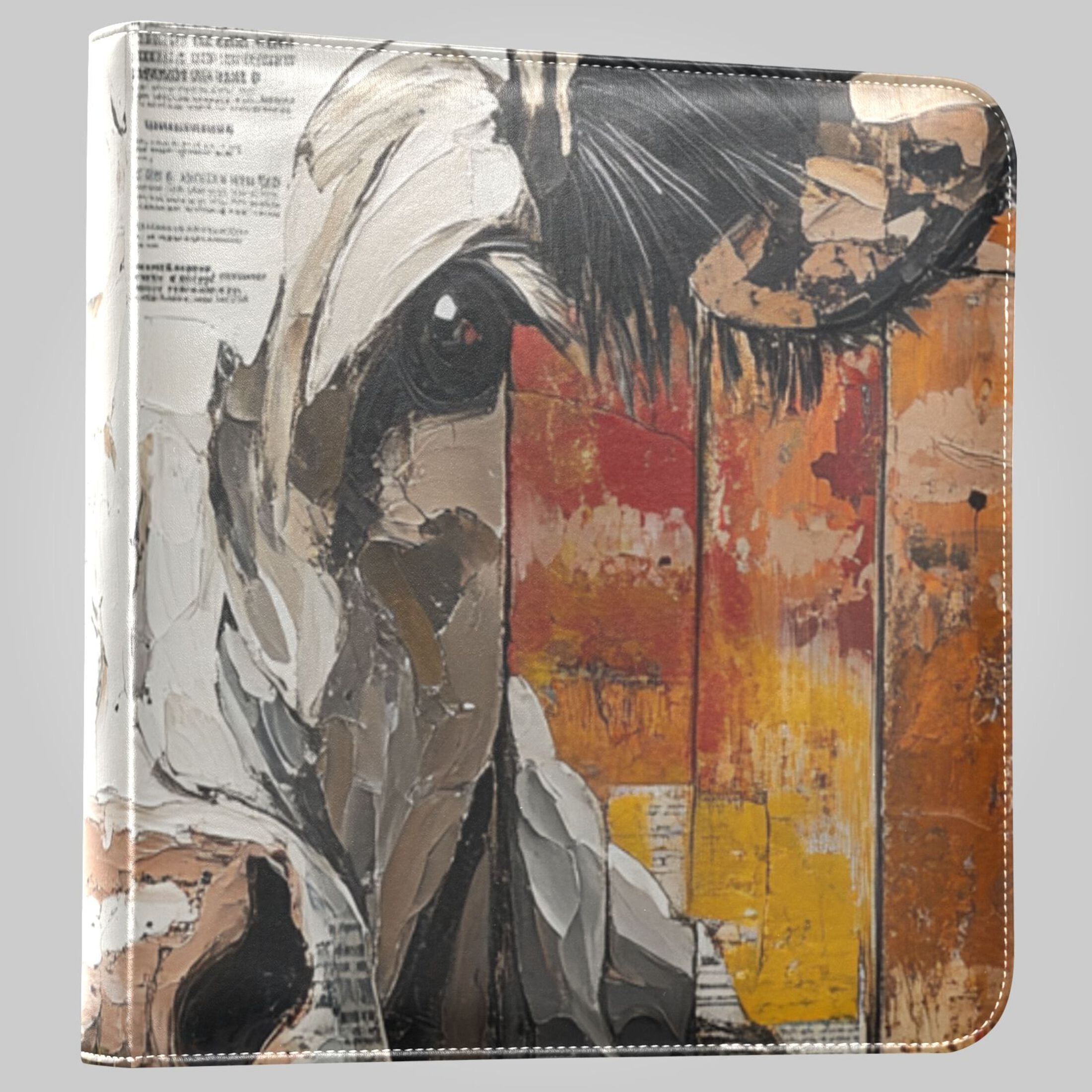 Cow Painting on Red Wood Board PU Leather Photo Albums 3 Rings Binder ...