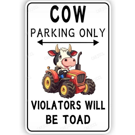 Cow Parking Only Retro Tin Sign Decor for Bar Kitchen Coffee Shop ...