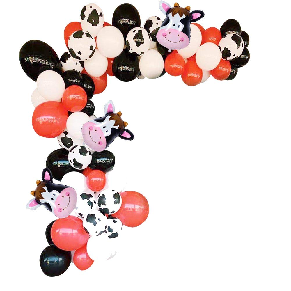 Cow Party Decoration Balloon Garland Arch Kit-Red White Black Latex ...