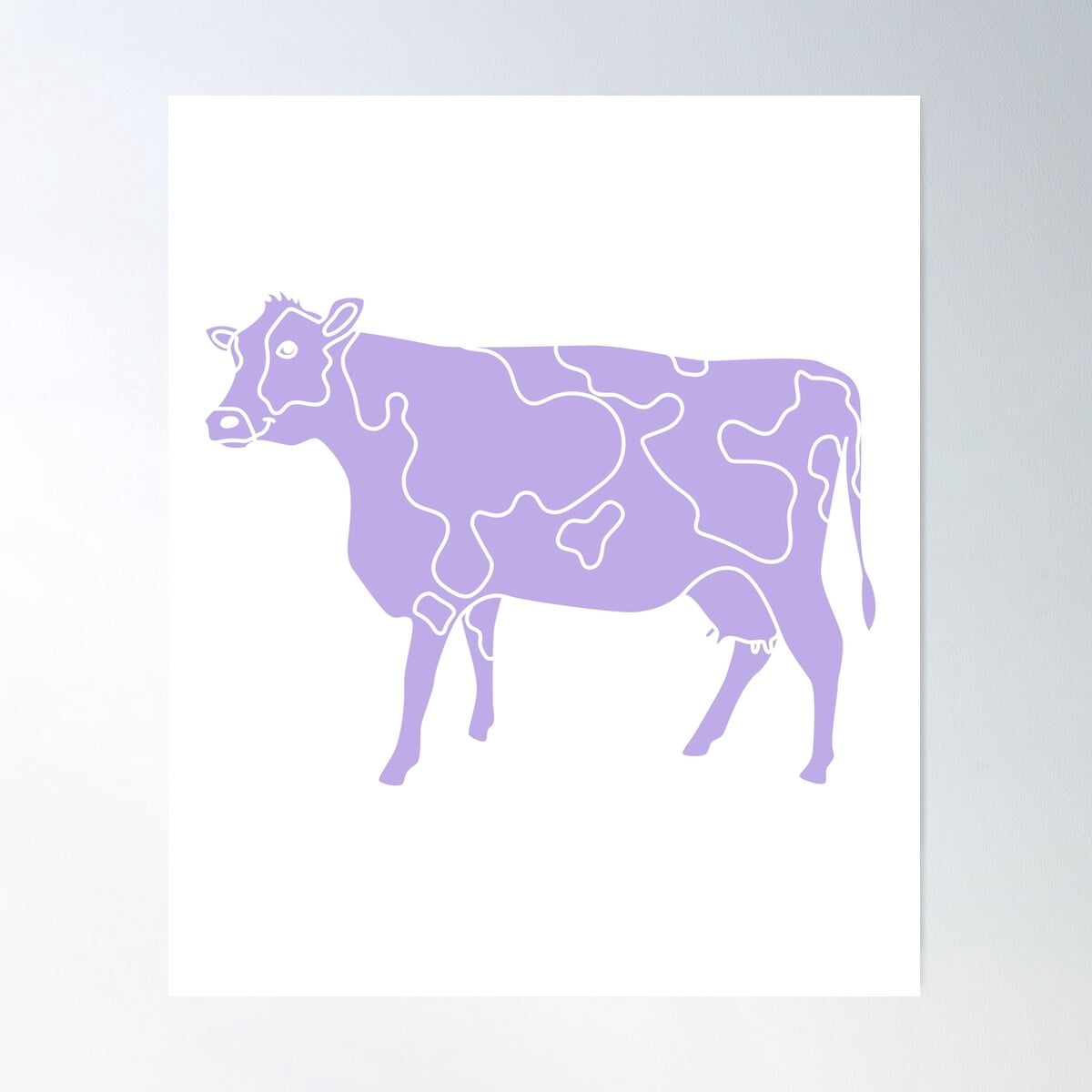 Cow Pastel Purple Poster Wall Art, Modern Wall Decor For Living Room ...