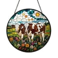 Cow Pasture Scene Stained Glass Style Window Suncatcher Hanging Decor ...