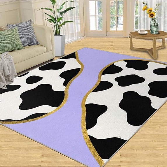 Cow Pattern Area Rugs Print Rug Black And White Animal Rugs For Kitchen ...