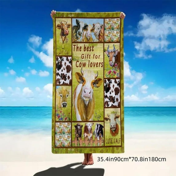 Cow Pattern Beach Towel, Soft Absorbent Towel, Quick Drying Towel for ...