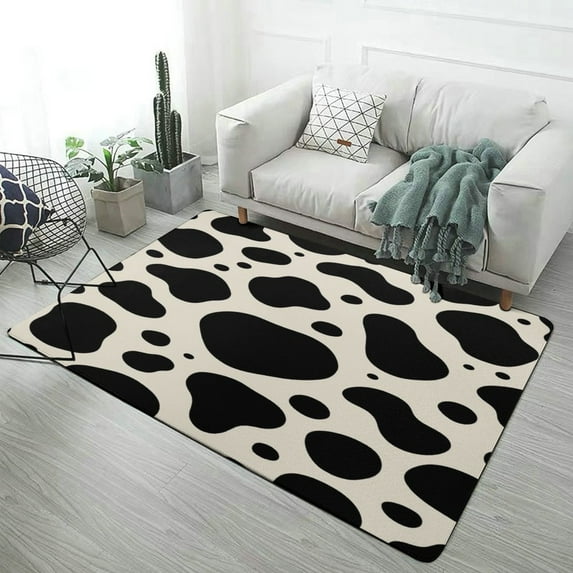 Cow Pattern Black And White(2) Rug Non-Slip Floor Carpet for Living ...