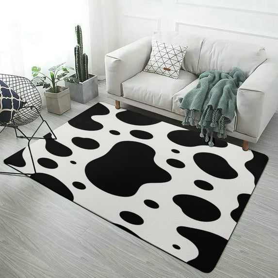 Cow Pattern Black And White.(5) Carpet Rug for Bedroom Living Room Home ...