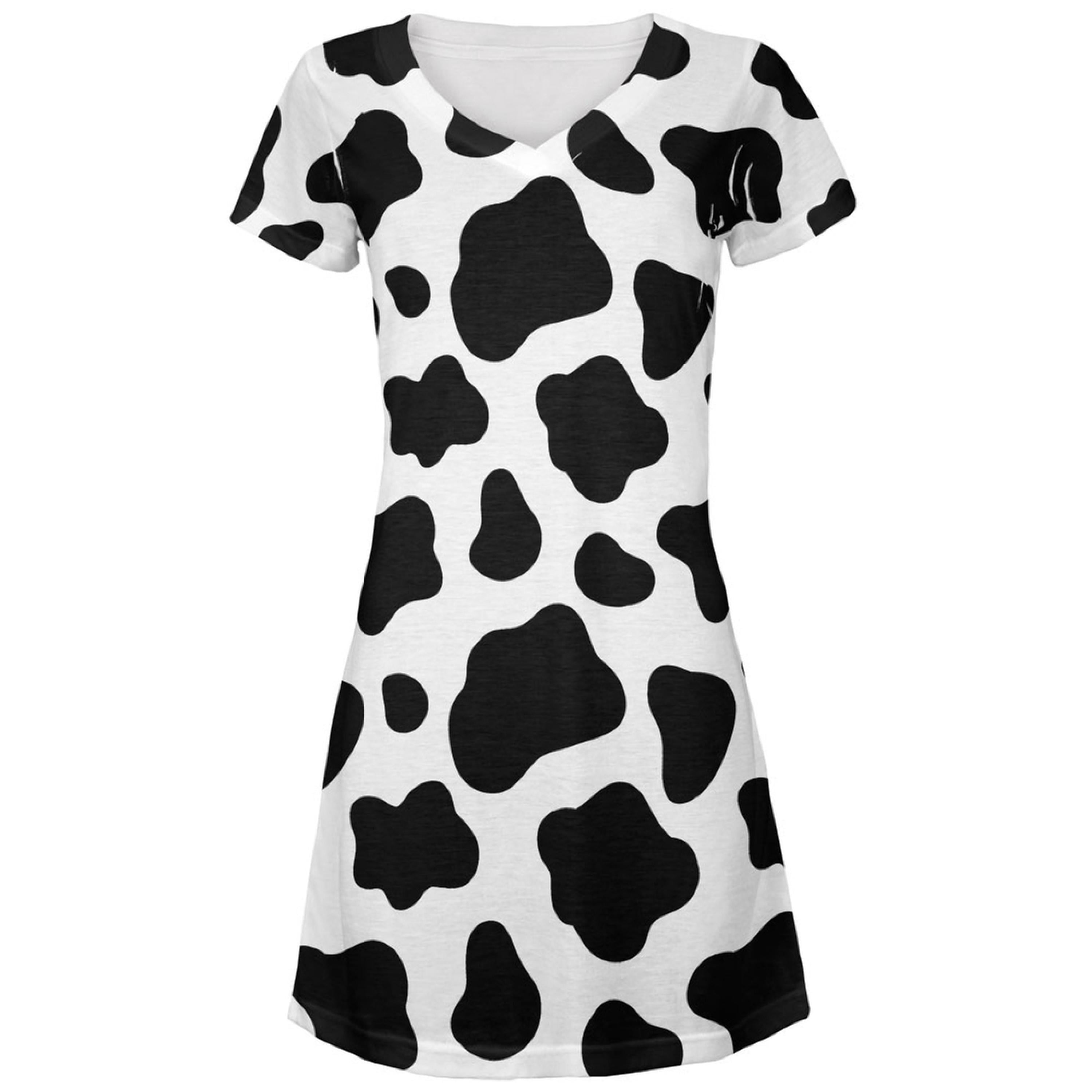 Cow Pattern Costume All Over Juniors V-Neck Dress - Walmart.com