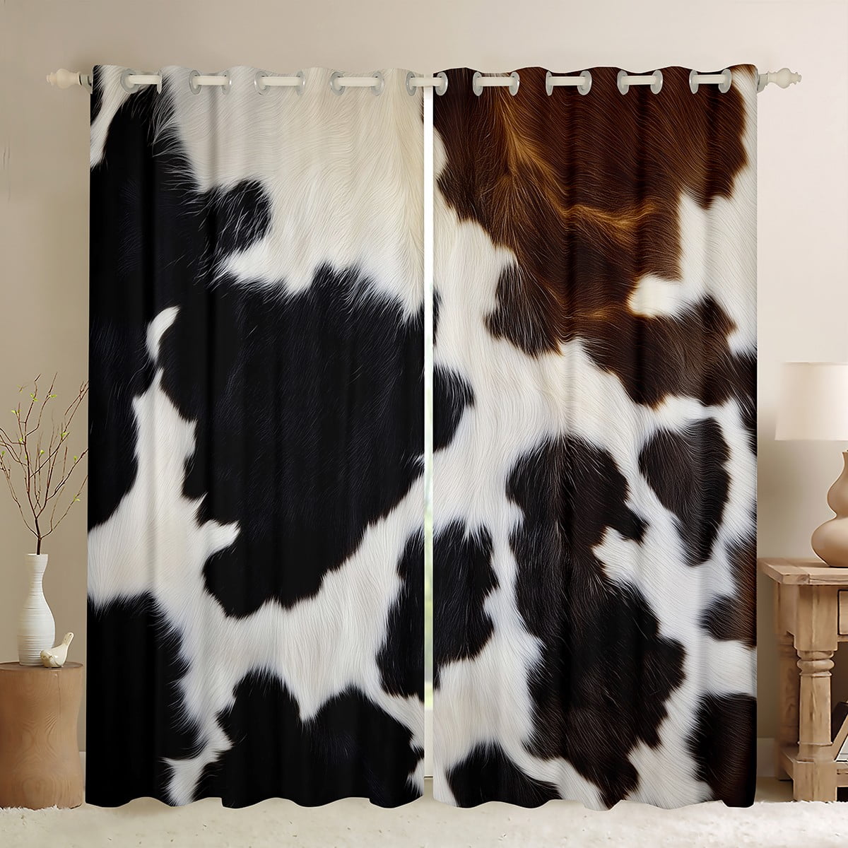 Cow Pattern Curtains (42Wx84L) 2 Panels,Cowhide Pattern Curtains ...