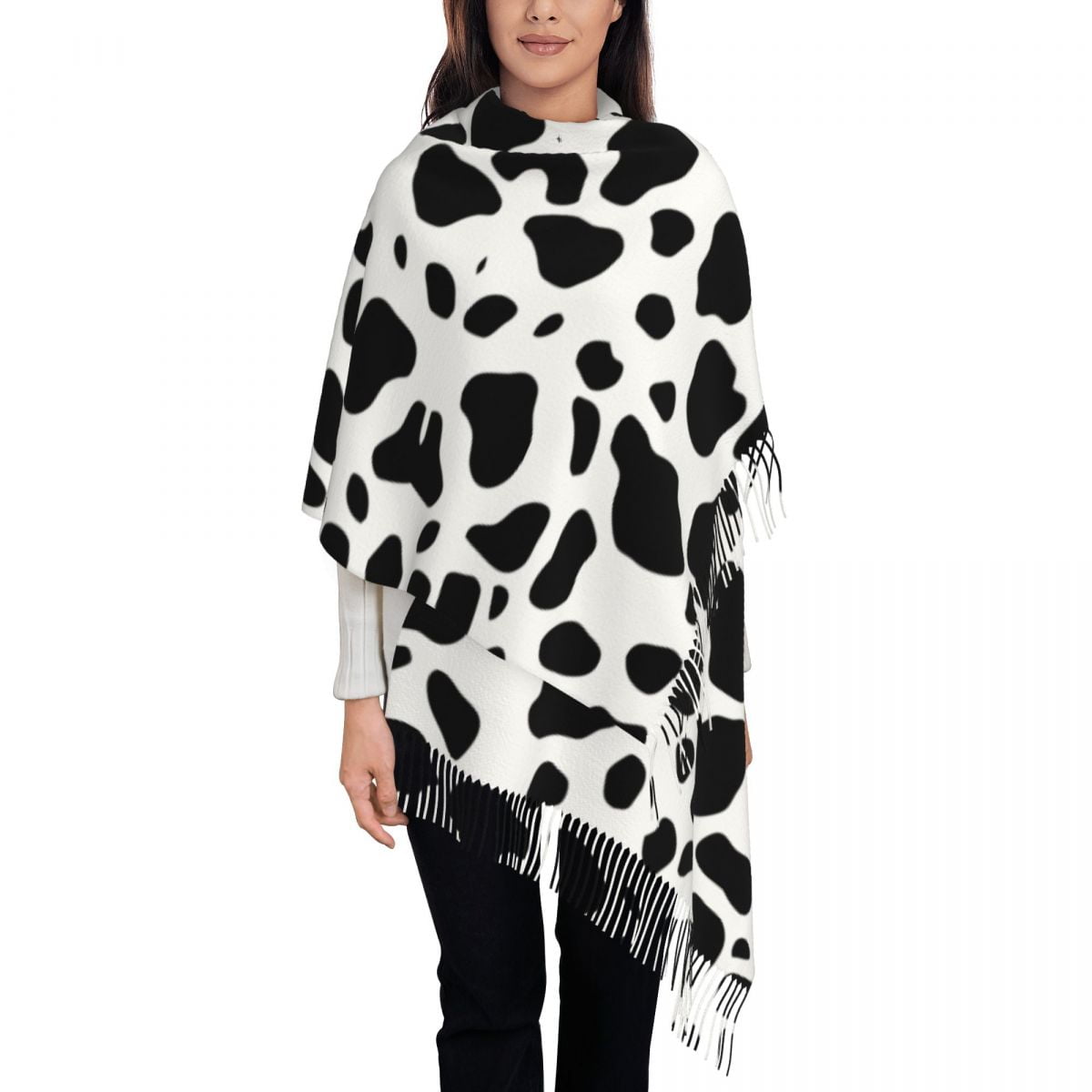 Cow Pattern Scarf for Women Warm Winter Shawl Wrap Black White Modern ...