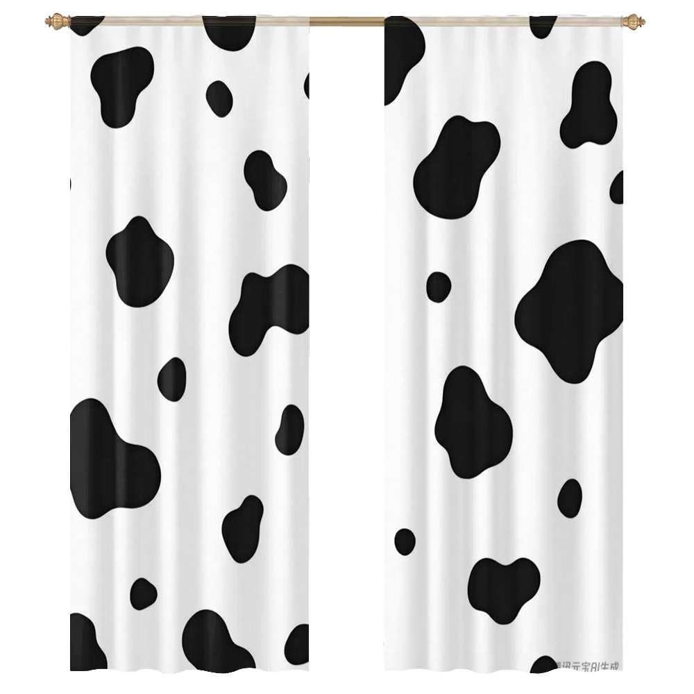 Cow Pattern Sheer Window Curtains for Living Room Kitchen Bedroom Tulle ...