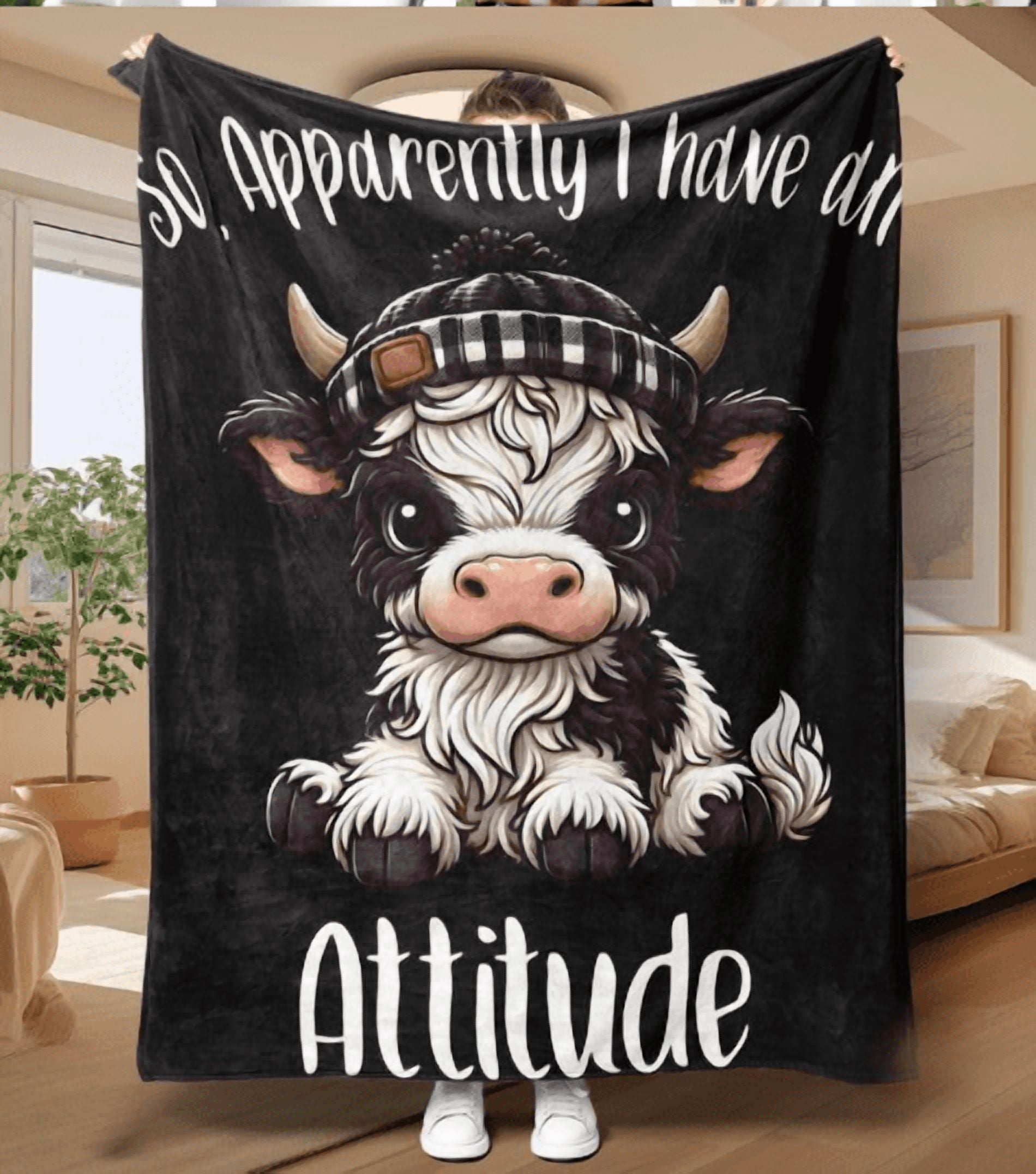 Cow Pattern Soft Fleece Blanket, 1 Count Soft Air-conditioned Room ...