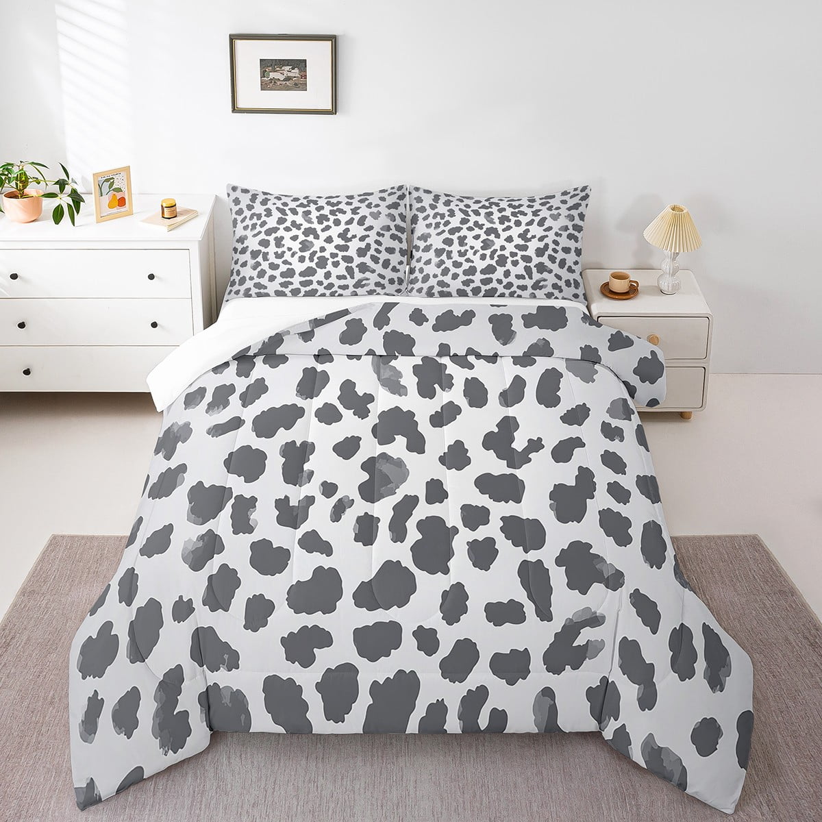 Cow Pattern Toddler Bedding Set,Cartoon Cow Print Cozy Bed Set,Cute ...