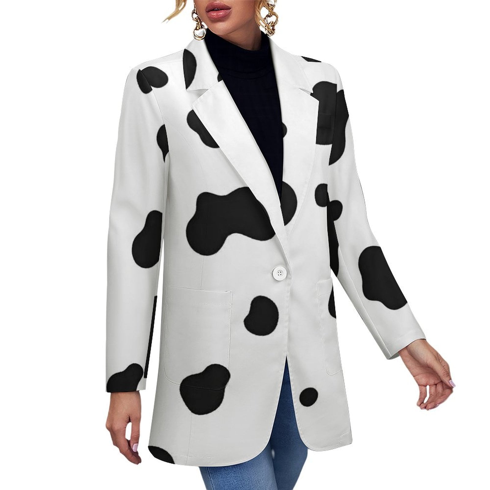 Cow Pattern Woman Casual Loose Suits Summer Jacket Woman Oversize Daily ...
