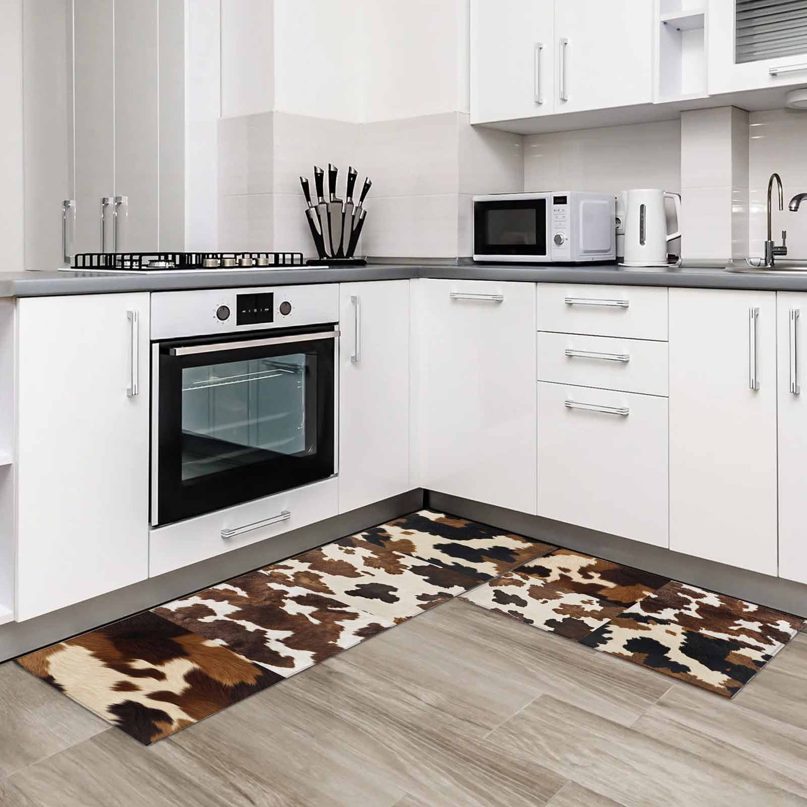 Cow Patterned 2 Pieces Non-Slip Kitchen Mat Set Vintage Farmhouse ...