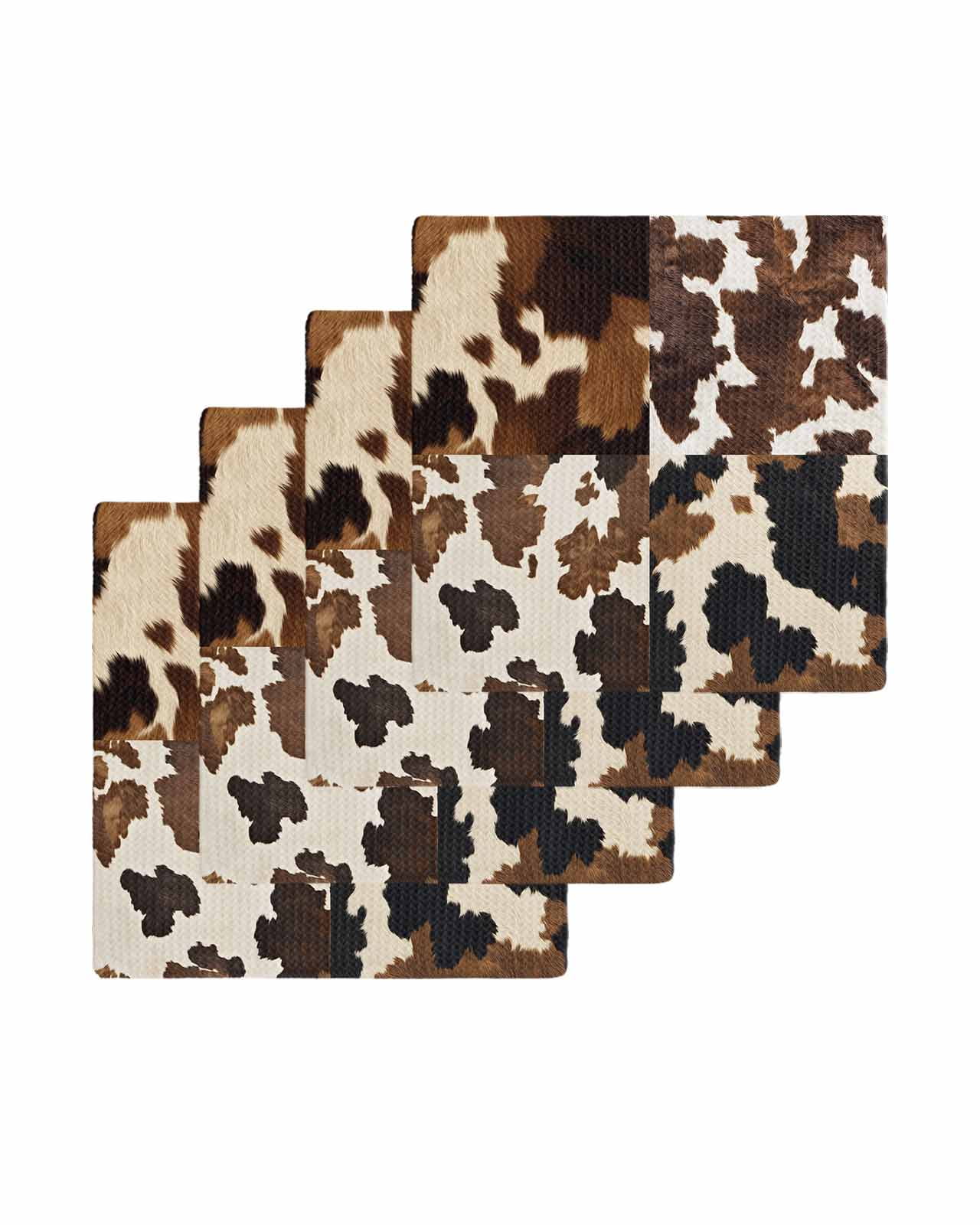 Cow Patterned Kitchen Dish Towels for Drying Dishes Set of 4, Vintage ...