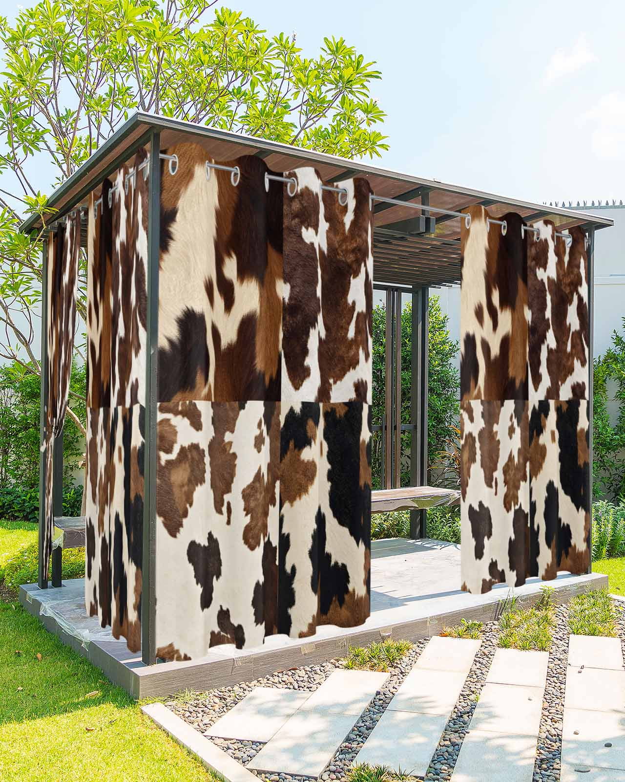 Cow Patterned Outdoor Curtains for Patio Waterproof,Vintage Farmhouse ...
