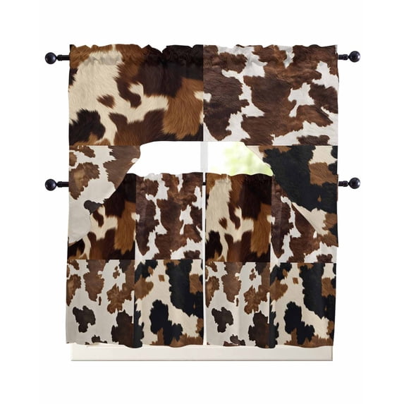Cow Patterned Swag Kitchen Curtains Sets for Windows 24 Inch Length ...