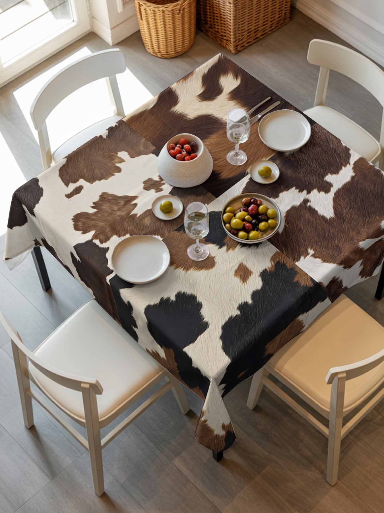 Cow Patterned Tablecloth Square Table Cloth 54x54, Waterproof ...