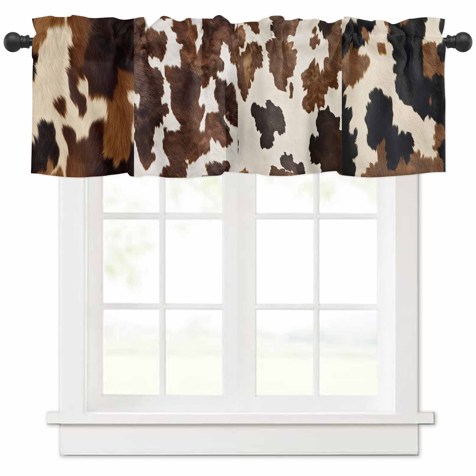 Cow Patterned Valances for Windows Farmhouse Kitchen Curtains Valances ...