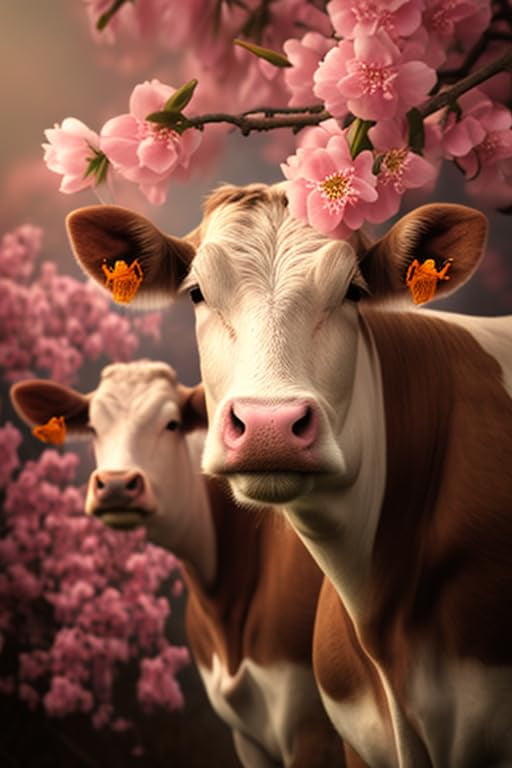 Cow Peach Blossom Wooden Jigsaw Puzzles,1000 Piece Jigsaw Puzzles ...