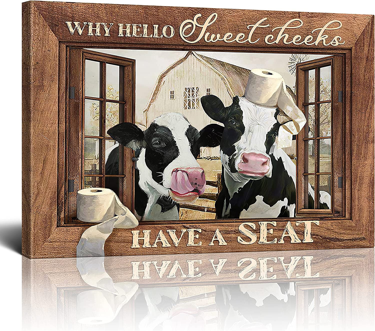 Cow Picture Wall Decor Funny Cow Canvas Wall Art Cute Cattle Print ...