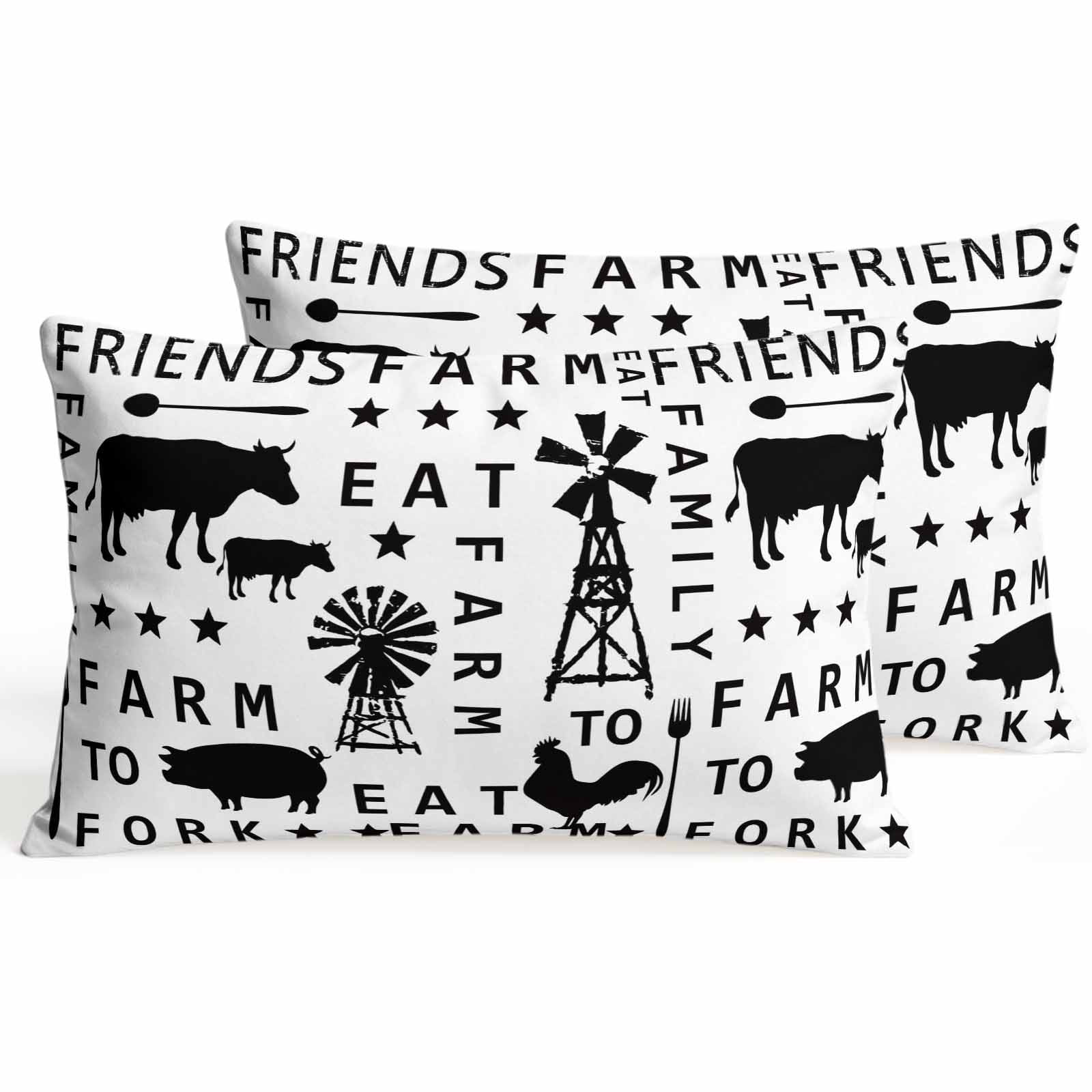 Cow Pig Chicken Lumbar Pillow Covers 12 x 20 Inch Pillow Covers Set of ...