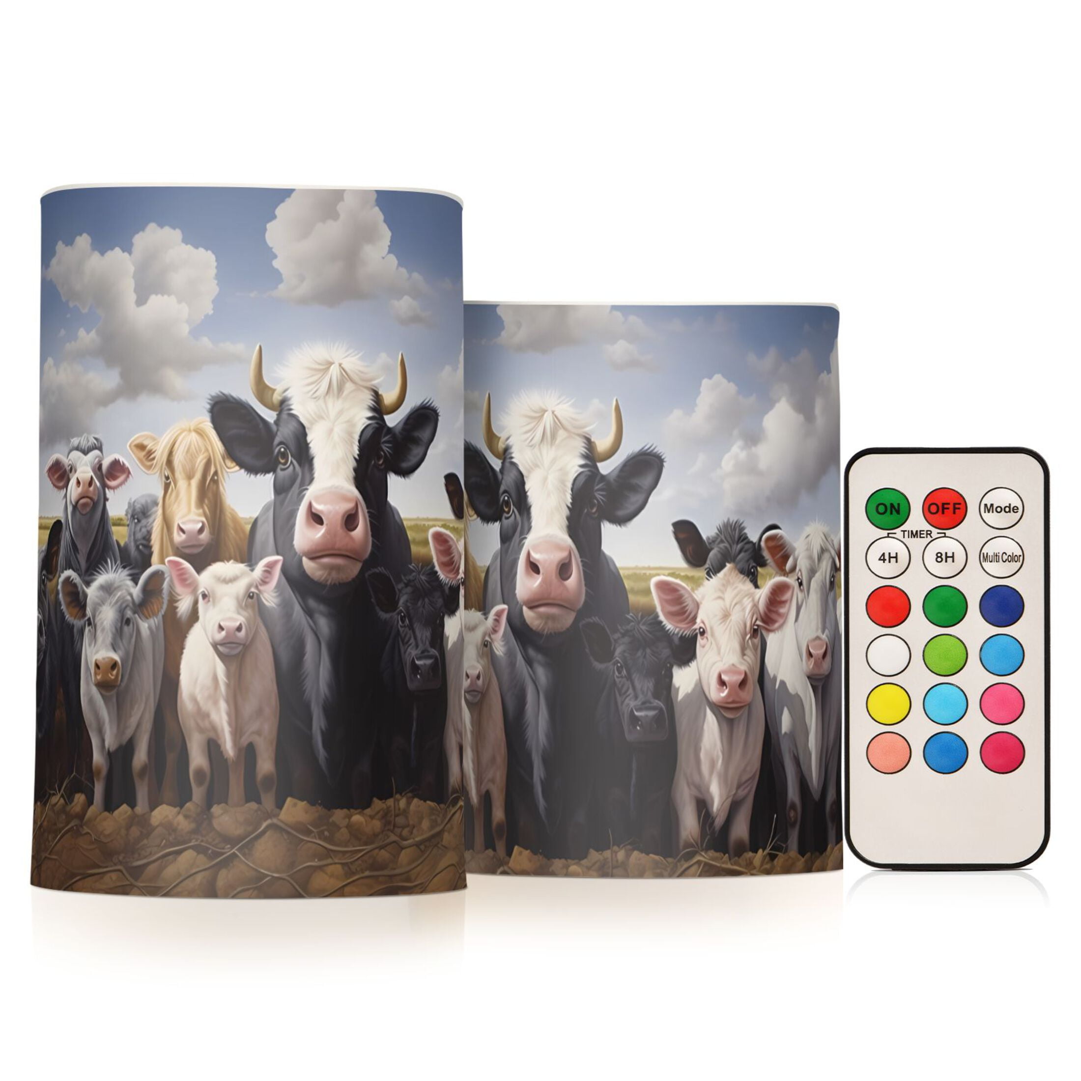 Cow Pig Sheep Flameless Candles with Remote Timer LED Battery Operated ...