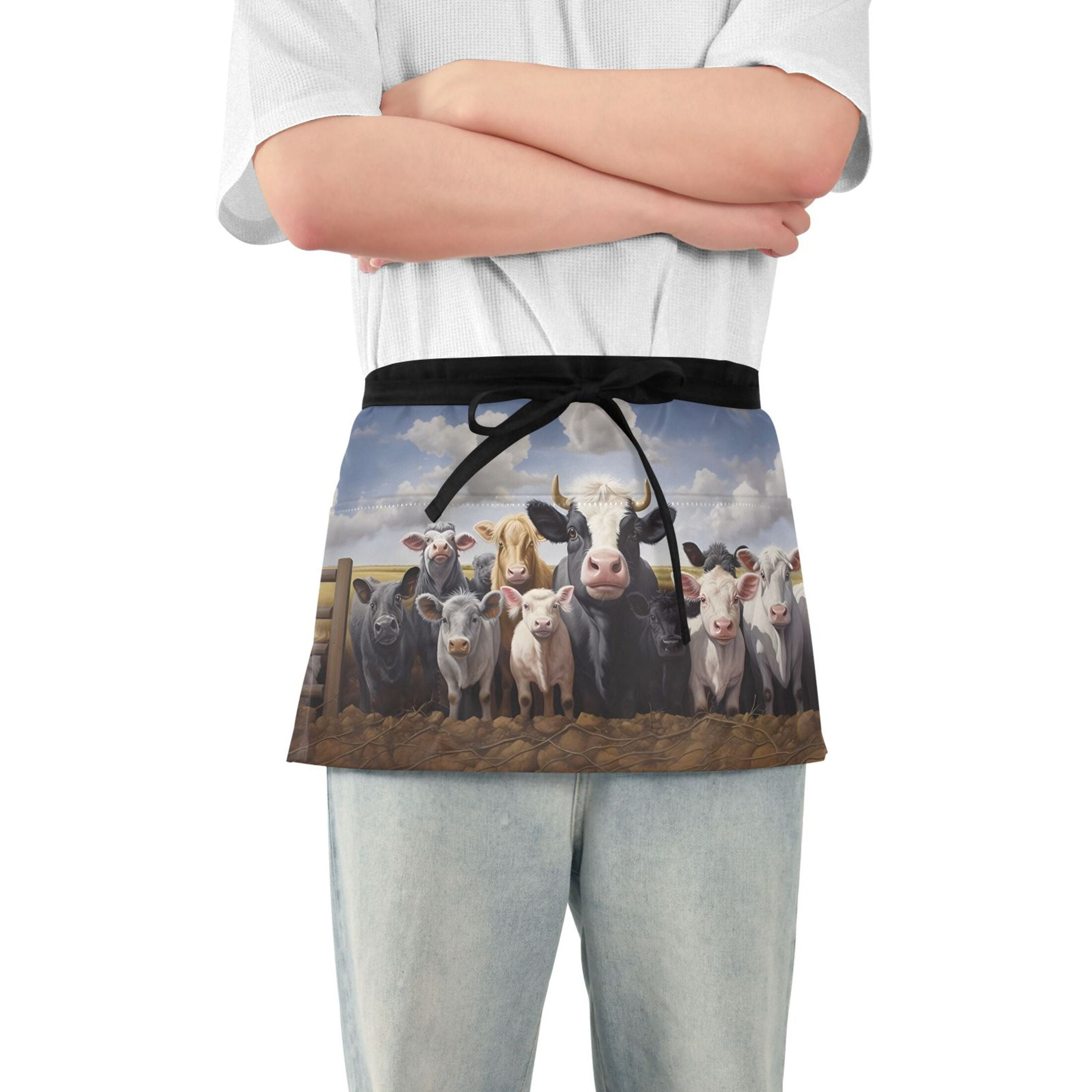 Cow Pig Sheep Server Apron with 3 Pockets Waterproof Waitress Waist ...
