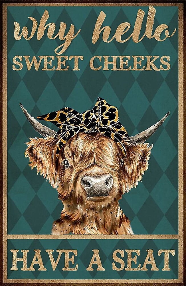 Cow Poster, Golden Cow Why Hello Sweet Cheeks Poster Painting Art ...