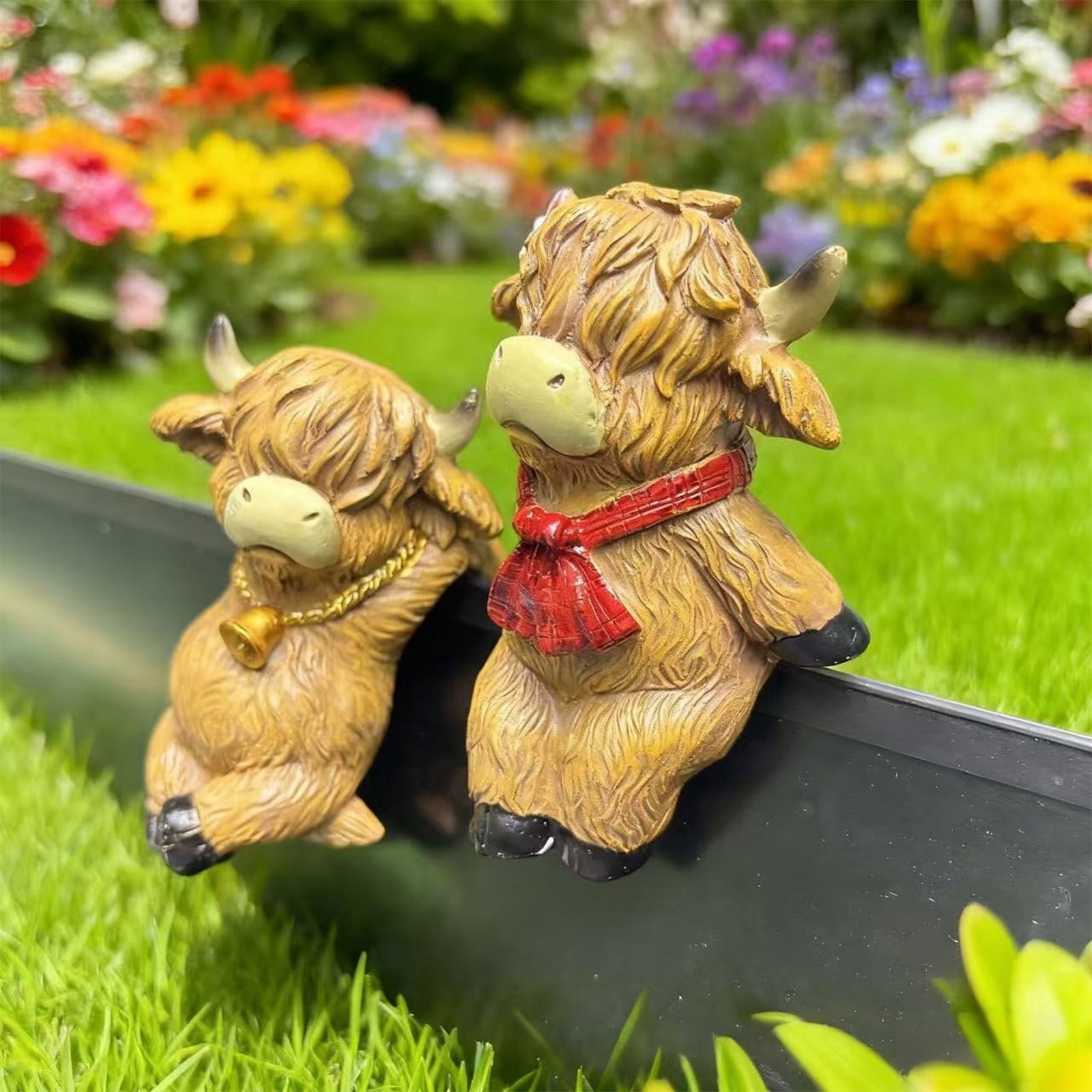 Cow Pot Clip, Yannianjz Cow Pot Clip, Resin Cow Flower Pot Holder, Fish ...