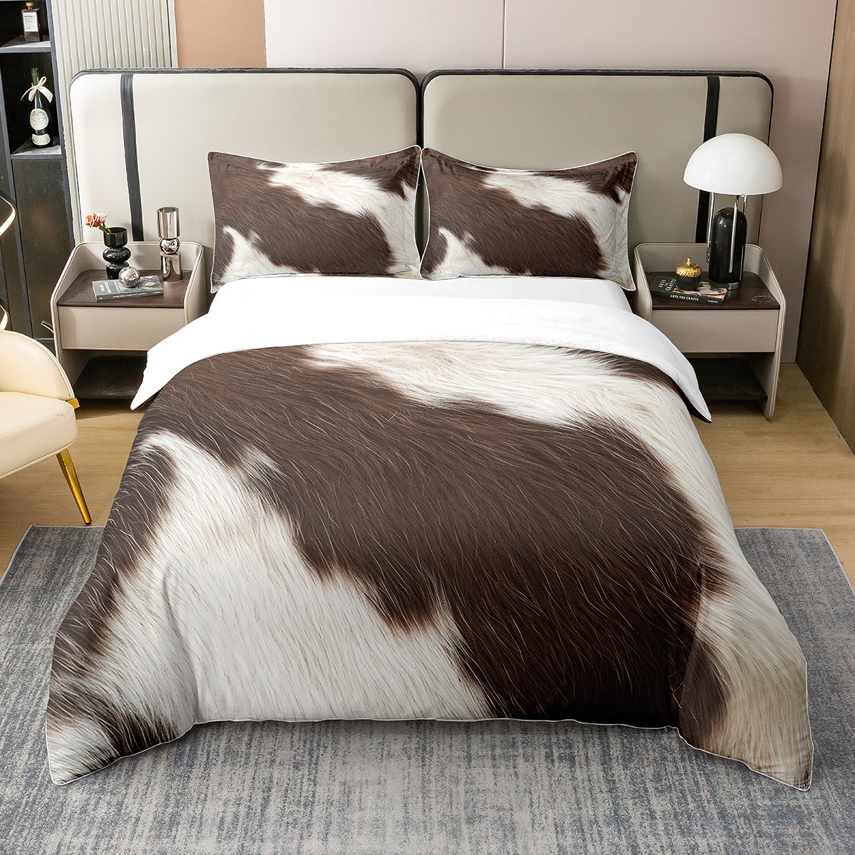 Cow Print 100% Cotton Duvet Cover King Size,Highland Cow Bedding Set,3D ...