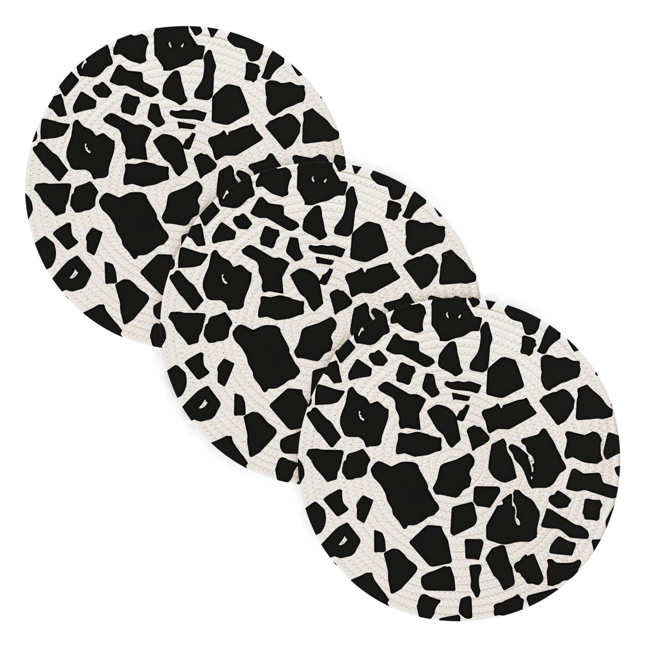 Cow Print 3 Pcs Pot Holders Trivets Set Woven Heat-Resistant Kitchen ...