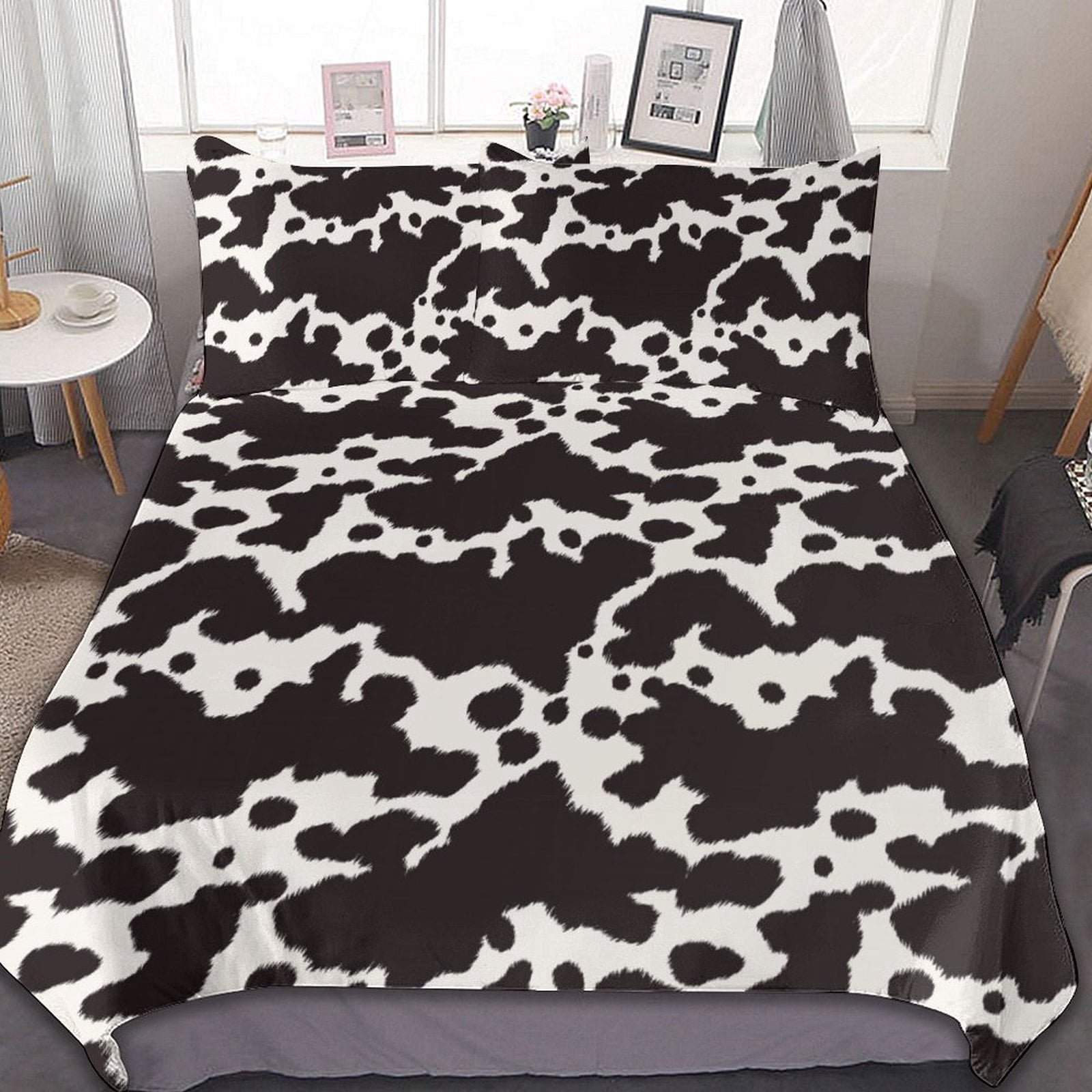 Cow Print Animal Pattern King Bedding Sets 3 Piece (1 Quilt Cover, 2 ...