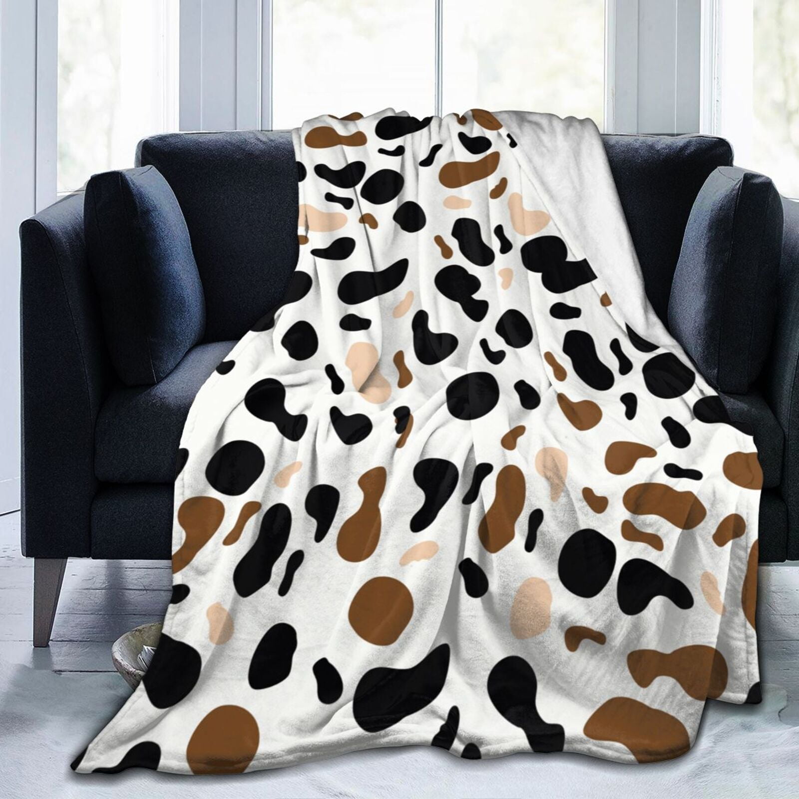 Cow Print Animal Pattern Throw Blanket Soft Cozy Warm Durable Fuzzy ...